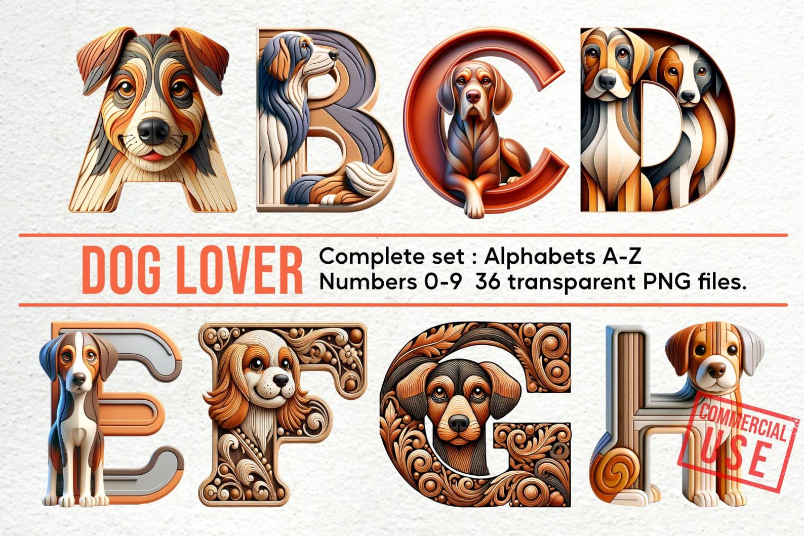 Dog Lover Alphabet & Doodles: Clipart Set With PNG Letters, Numbers ...
