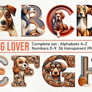 Dog Lover Alphabet & Doodles: Clipart Set With PNG Letters, Numbers ...