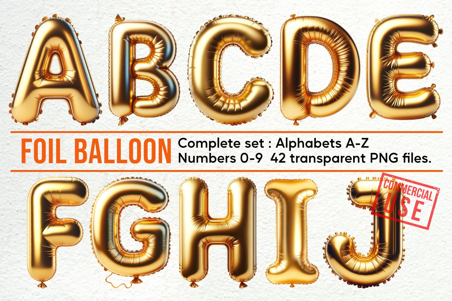 Gold Foil Balloon Alphabet & Doodles: Clipart Set With PNG Letters ...