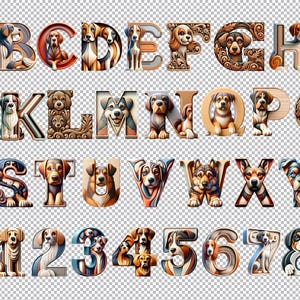 Dog Lover Alphabet & Doodles: Clipart Set With PNG Letters, Numbers ...