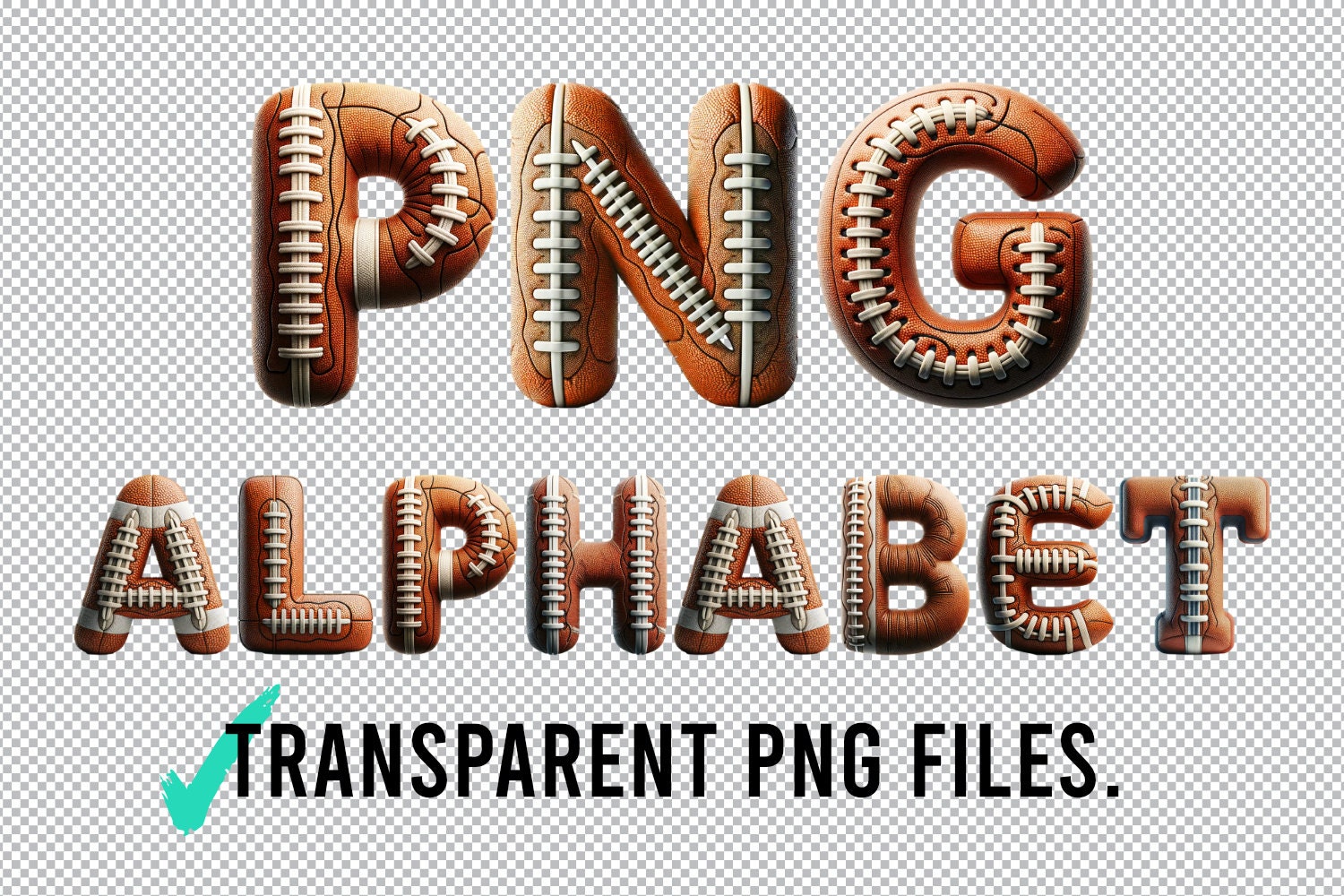 American Football Alphabet & Doodles: Clipart Set With PNG Letters ...