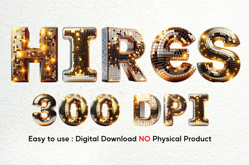 Disco Ball 3D Alphabet & Doodles: Clipart Set With PNG Letters, Numbers ...