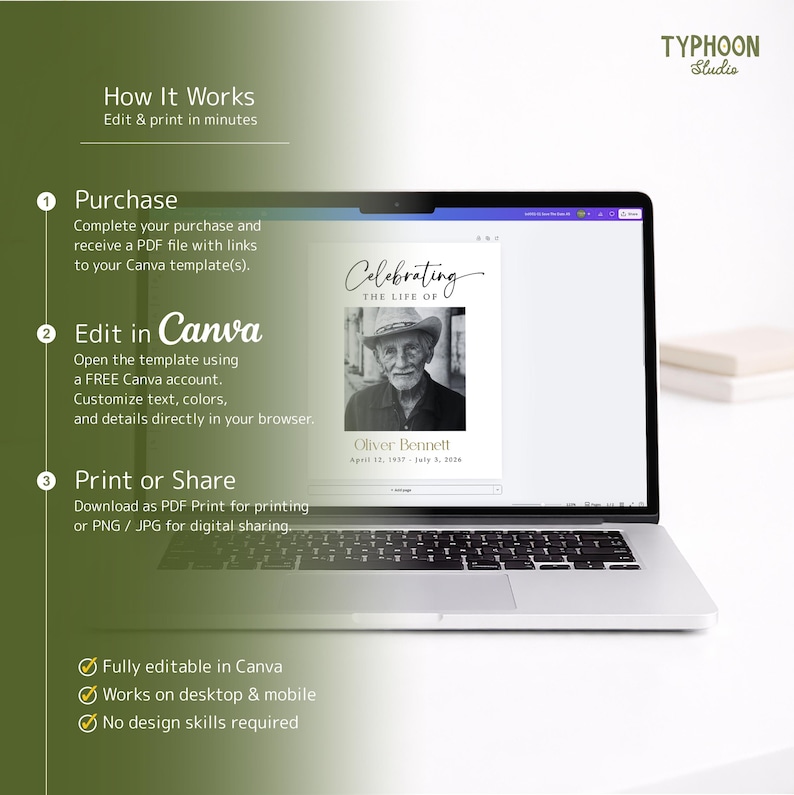 Modern Funeral Welcome Sign Canva Template | in Loving Memory Poster ...