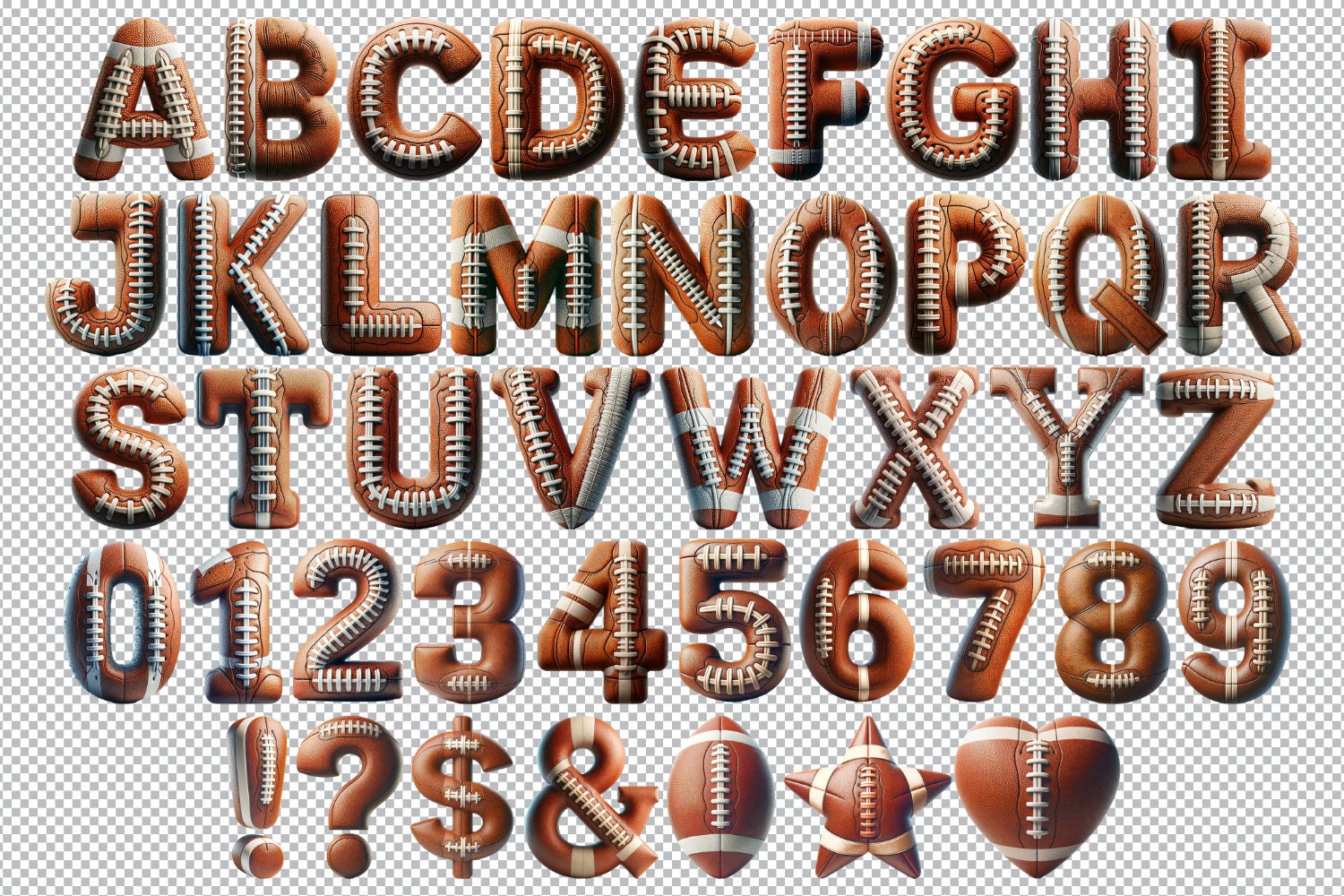 American Football Alphabet & Doodles: Clipart Set With PNG Letters ...