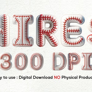 Baseball Alphabet & Doodles: Clipart Set With PNG Letters, Numbers ...