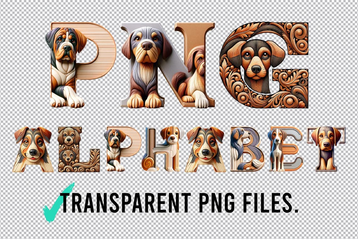Dog Lover Alphabet & Doodles: Clipart Set With PNG Letters, Numbers ...