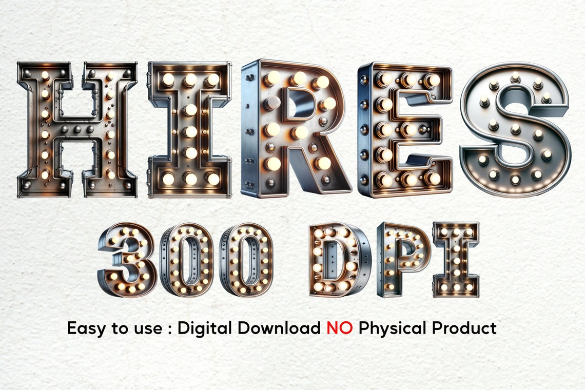 3D Marquee Alphabet & Doodles: Clipart Set With PNG Letters, Numbers ...