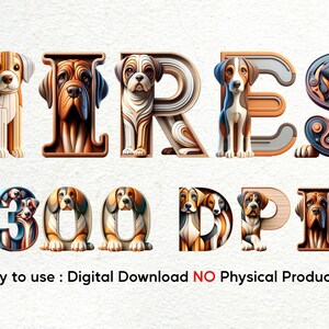 Dog Lover Alphabet & Doodles: Clipart Set With PNG Letters, Numbers ...