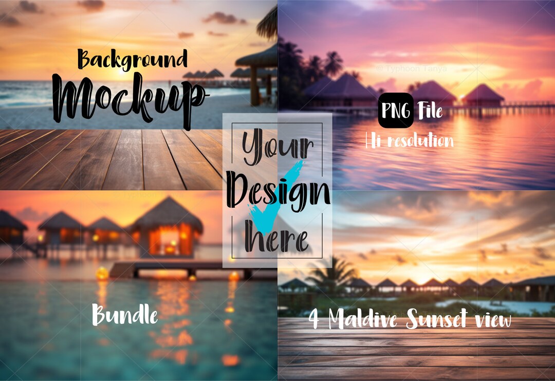 Maldive Sunset Background Bundle: 4 Sea Views for Your Own Product ...