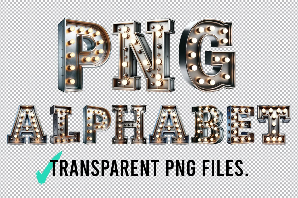 3D Marquee Alphabet & Doodles: Clipart Set With PNG Letters, Numbers ...