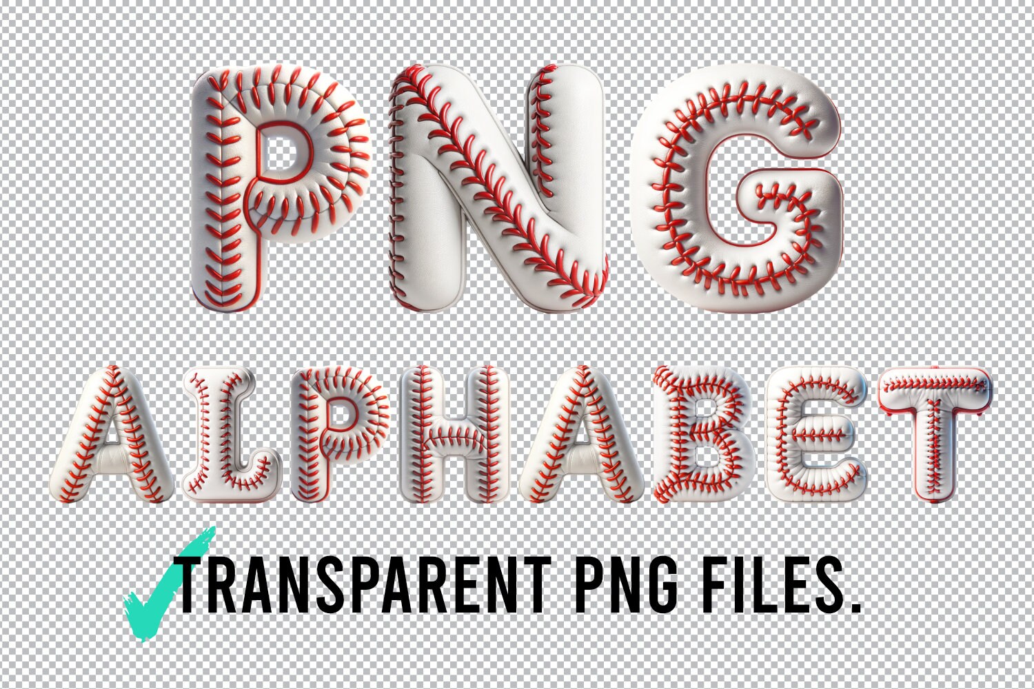 Baseball Alphabet & Doodles: Clipart Set With PNG Letters, Numbers ...