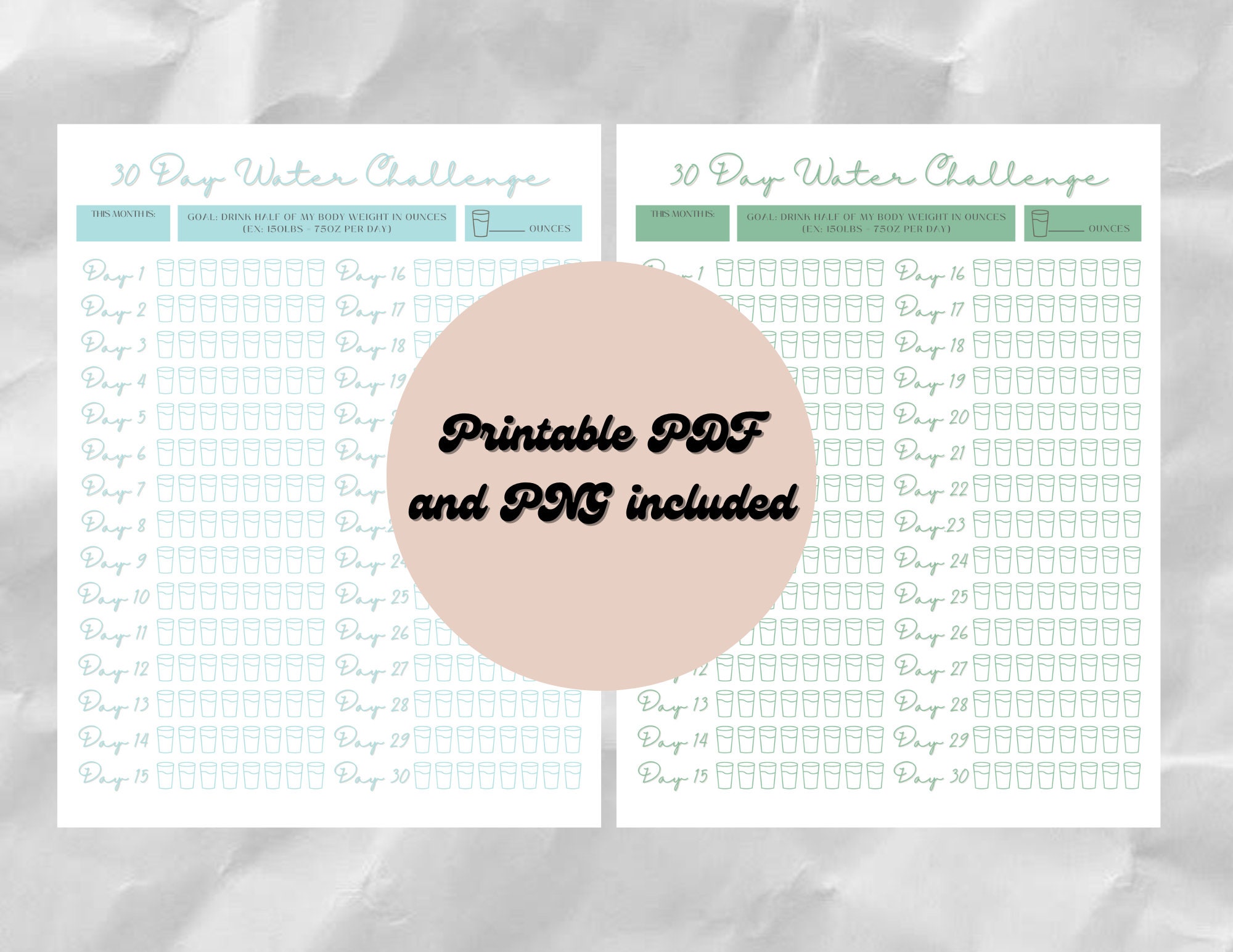 30 Day Water Challenge, Daily Water Tracker, Printable Habit Tracker ...