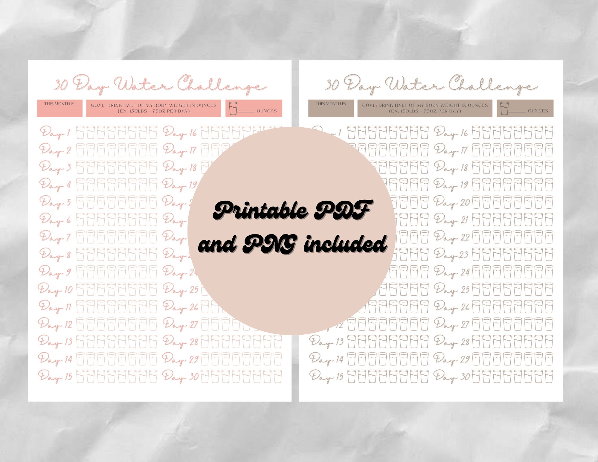 30 Day Water Challenge, Daily Water Tracker, Printable Habit Tracker ...