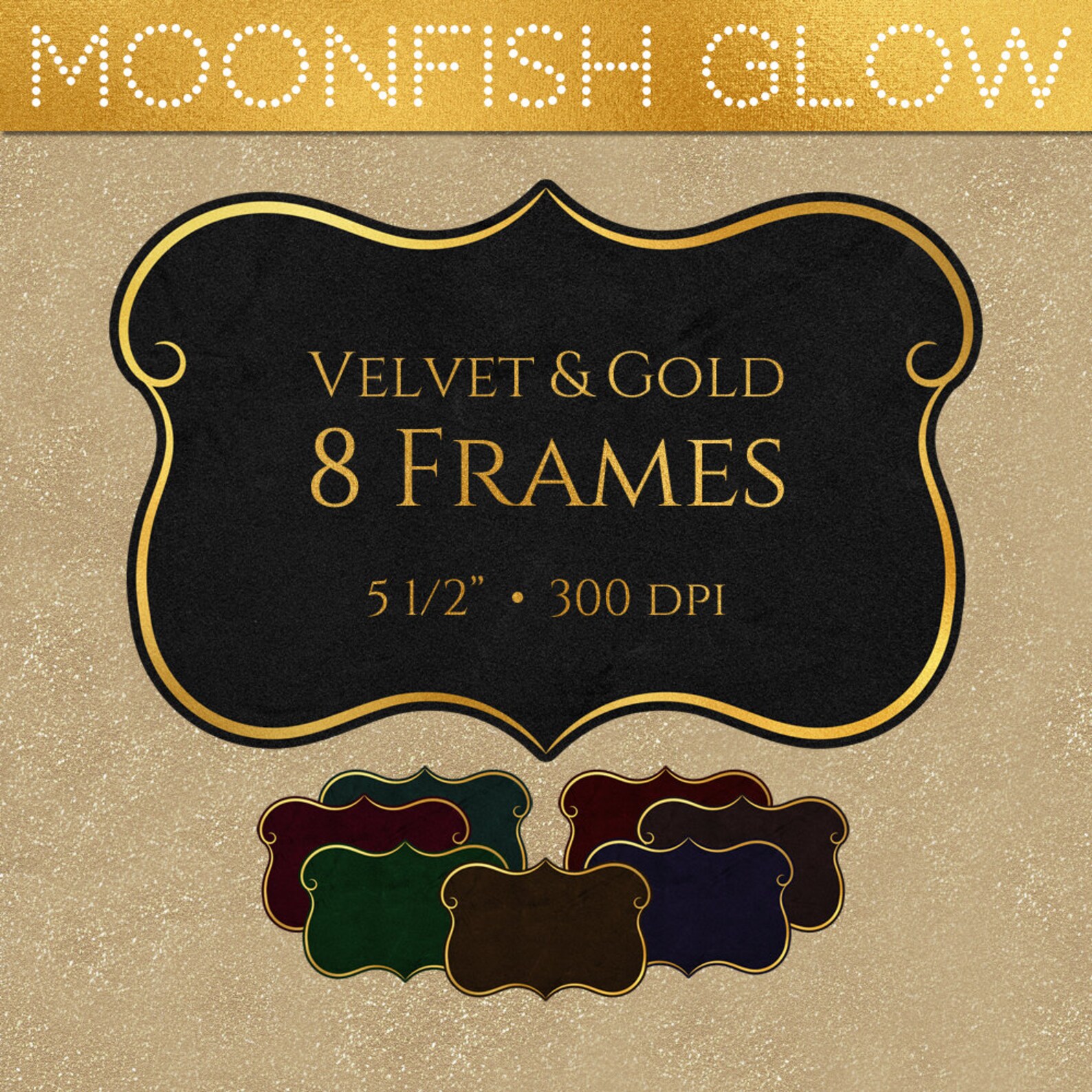 Velvet and Gold Frames - Digital Scrapbooking Frames, Commercial Use - Etsy