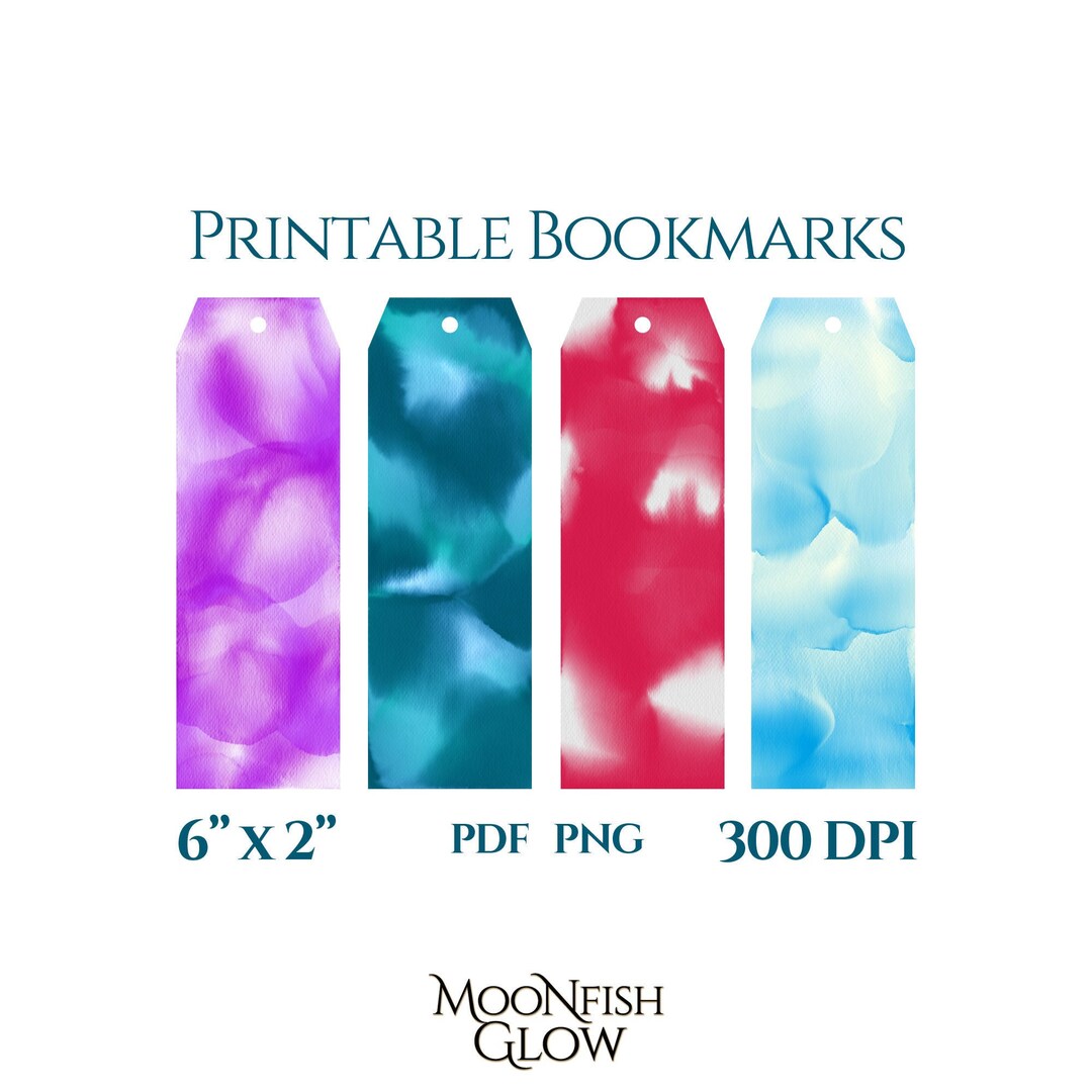 Printable Watercolor Bookmarks, 4 Bookmarks, Printable Bookmarks - Etsy