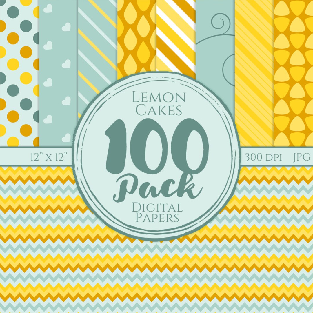 Digital Paper 100 Pack Lemon Cakes Commercial Use, Lemon Digital ...