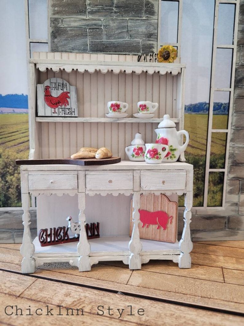 1:12 Scale Rustic Dollhouse Hutch Available Unfinished - Etsy