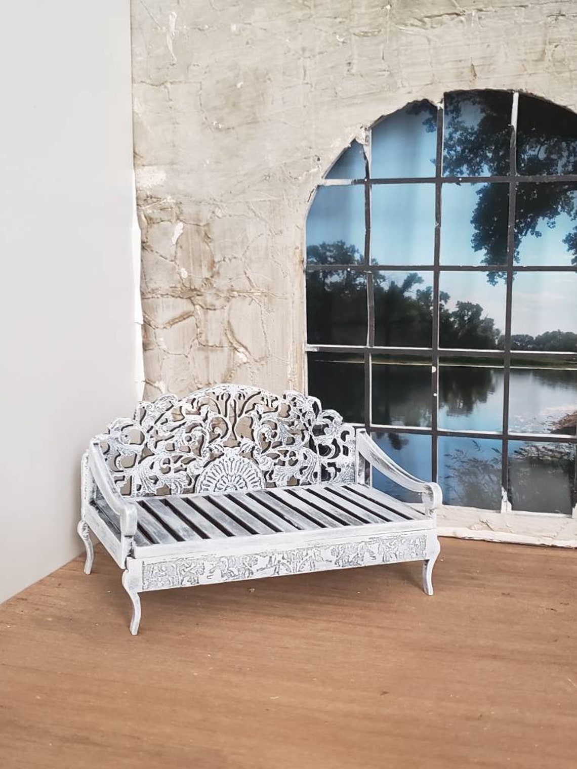 Elegant miniature dollhouse petite daybed 1:12 or 1/6 scale | Etsy