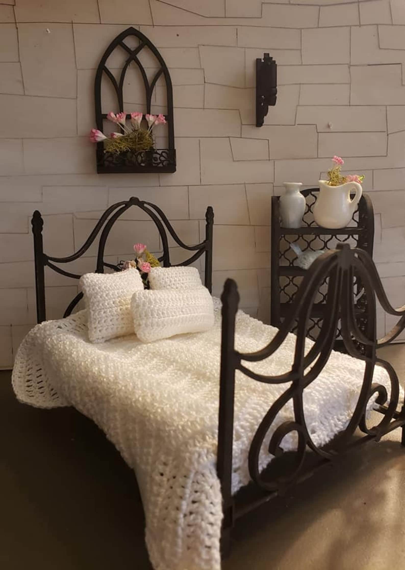 Half Scale Miniature Dollhouse Wrought Iron Style Double Bed - Etsy