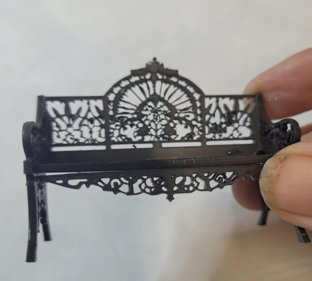 Half Scale Miniature Dollhouse Wrought Iron Style Bench 1:24 Scale ...