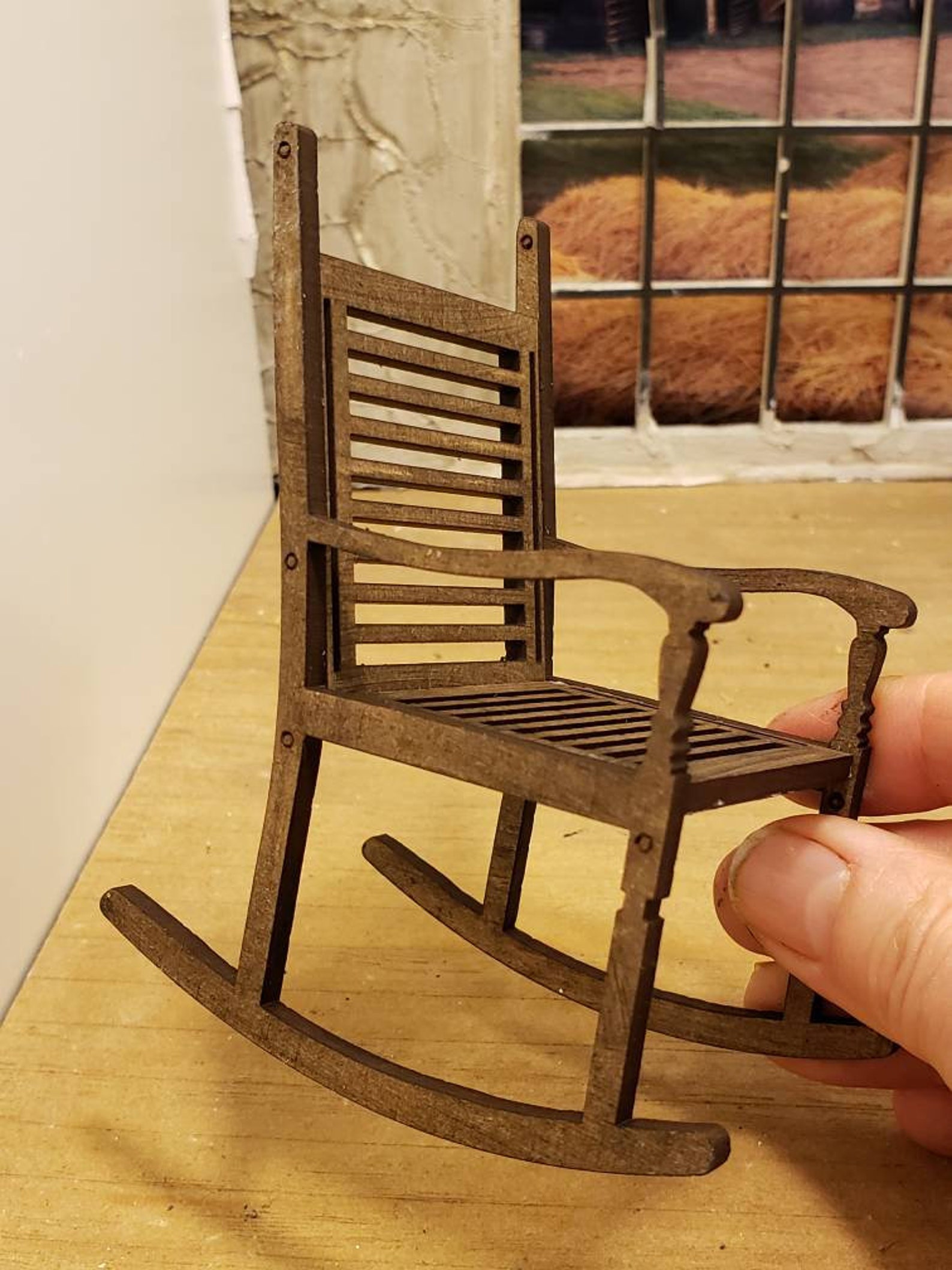 Miniature Dollhouse Rustic Rocking Chair - Etsy