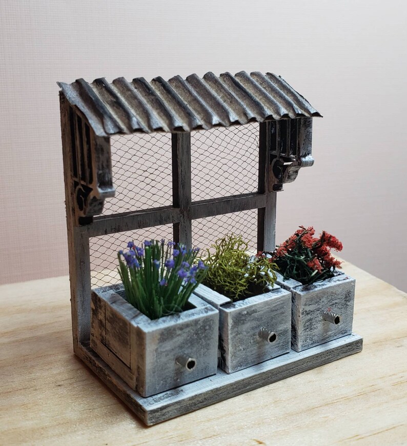 Miniature Dollhouse Flower Box Planter 1:12 Rustic Grey or Unfinished ...
