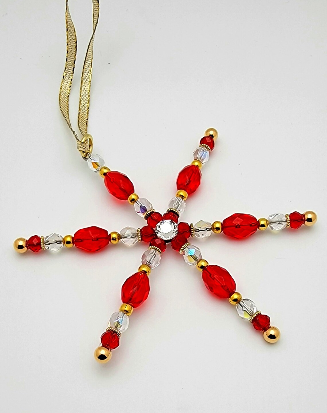 Red & Gold Star Ornament - Etsy