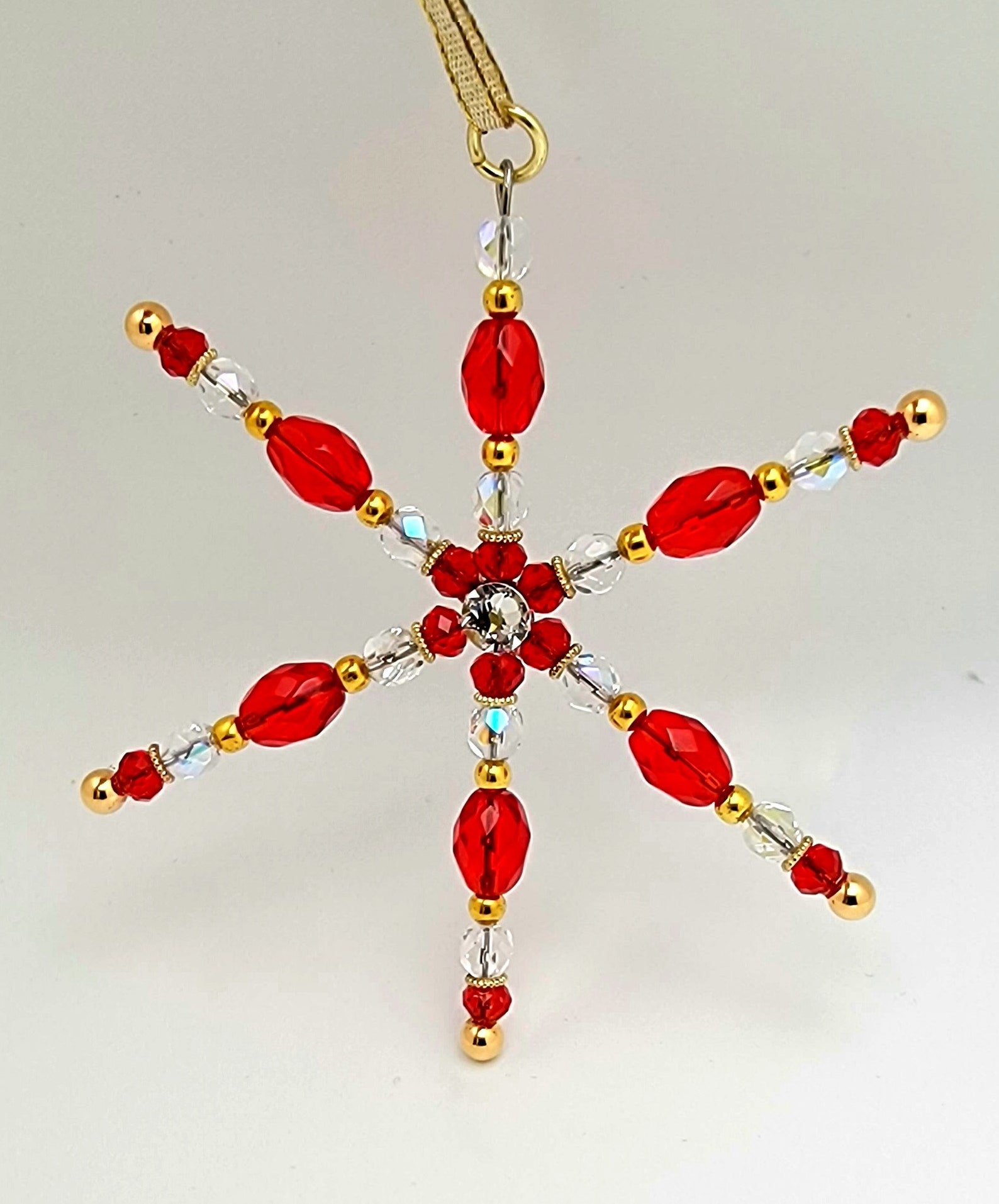 Red & Gold Star Ornament - Etsy