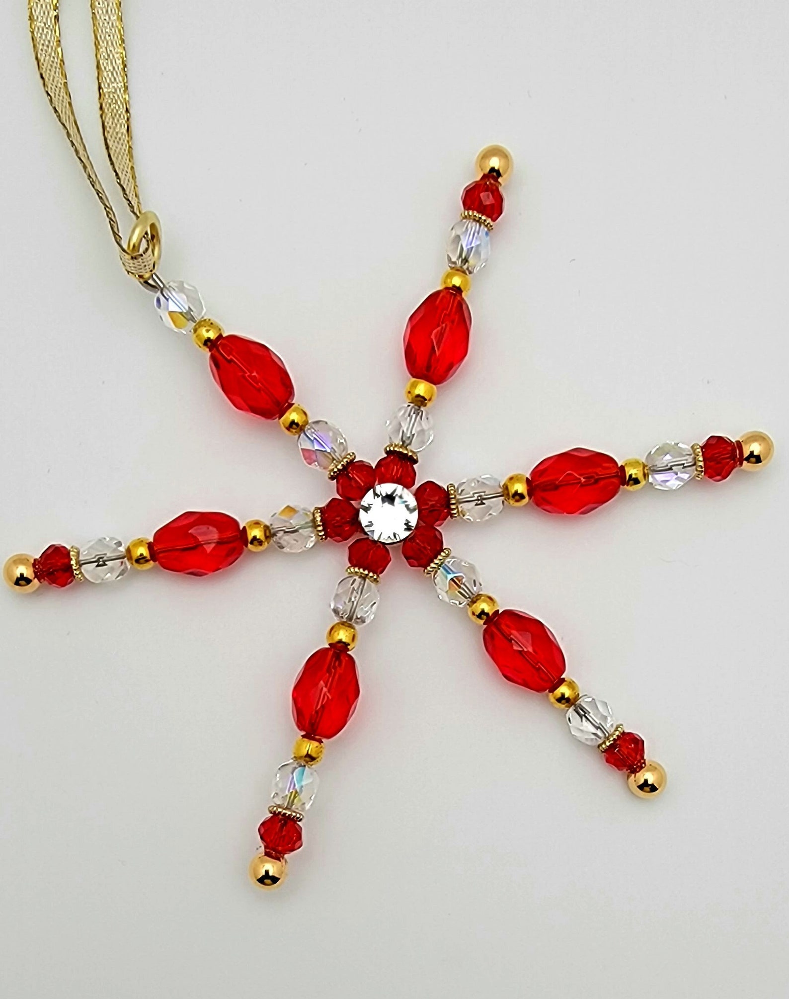 Red & Gold Star Ornament - Etsy