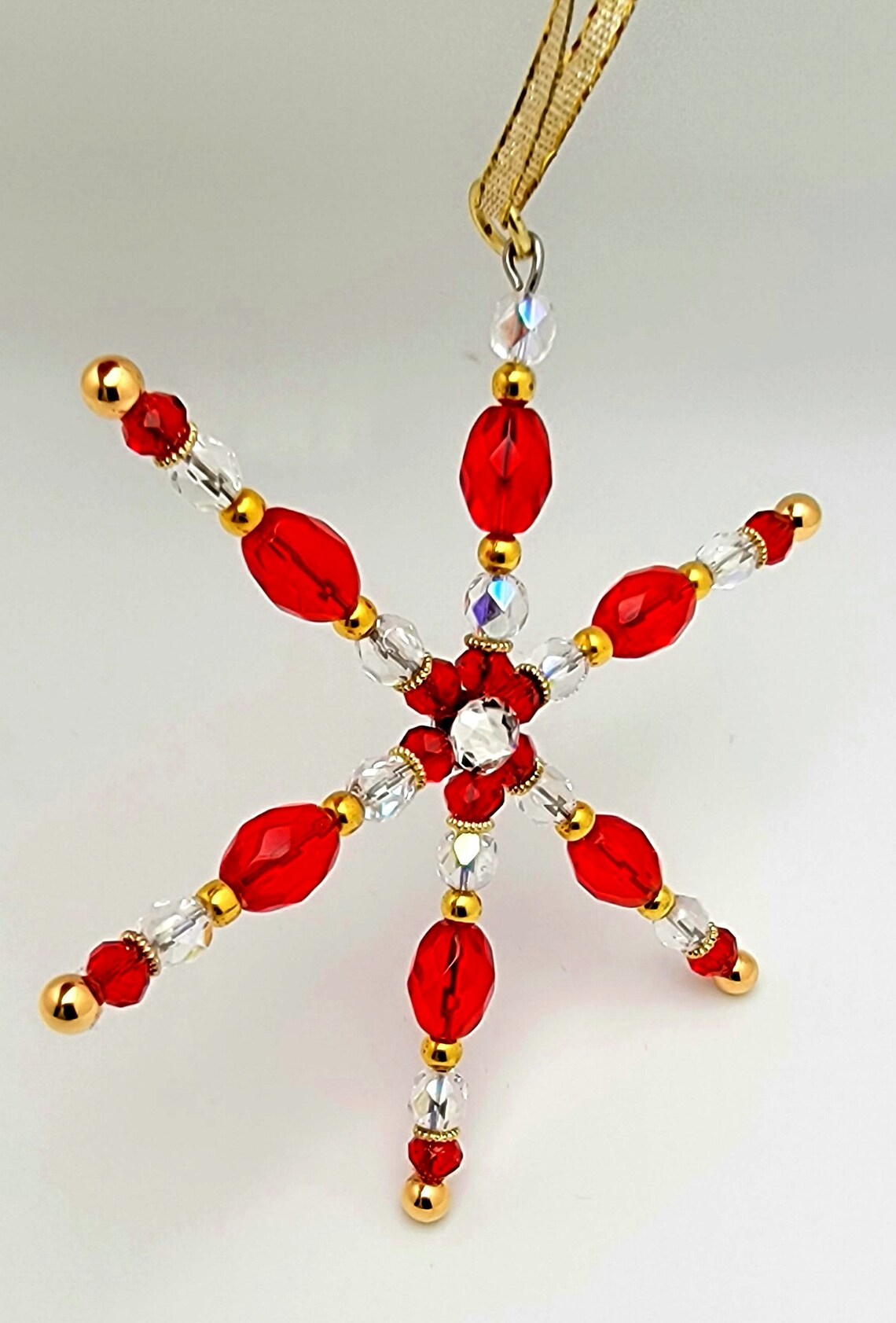Red & Gold Star Ornament - Etsy