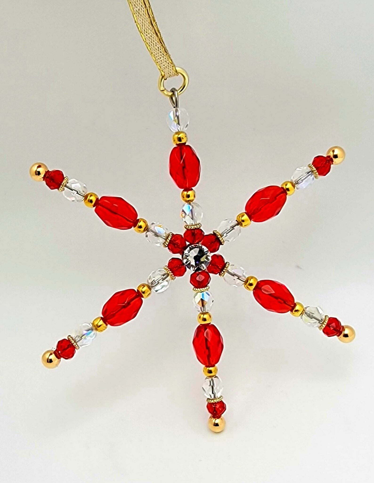 Red & Gold Star Ornament - Etsy