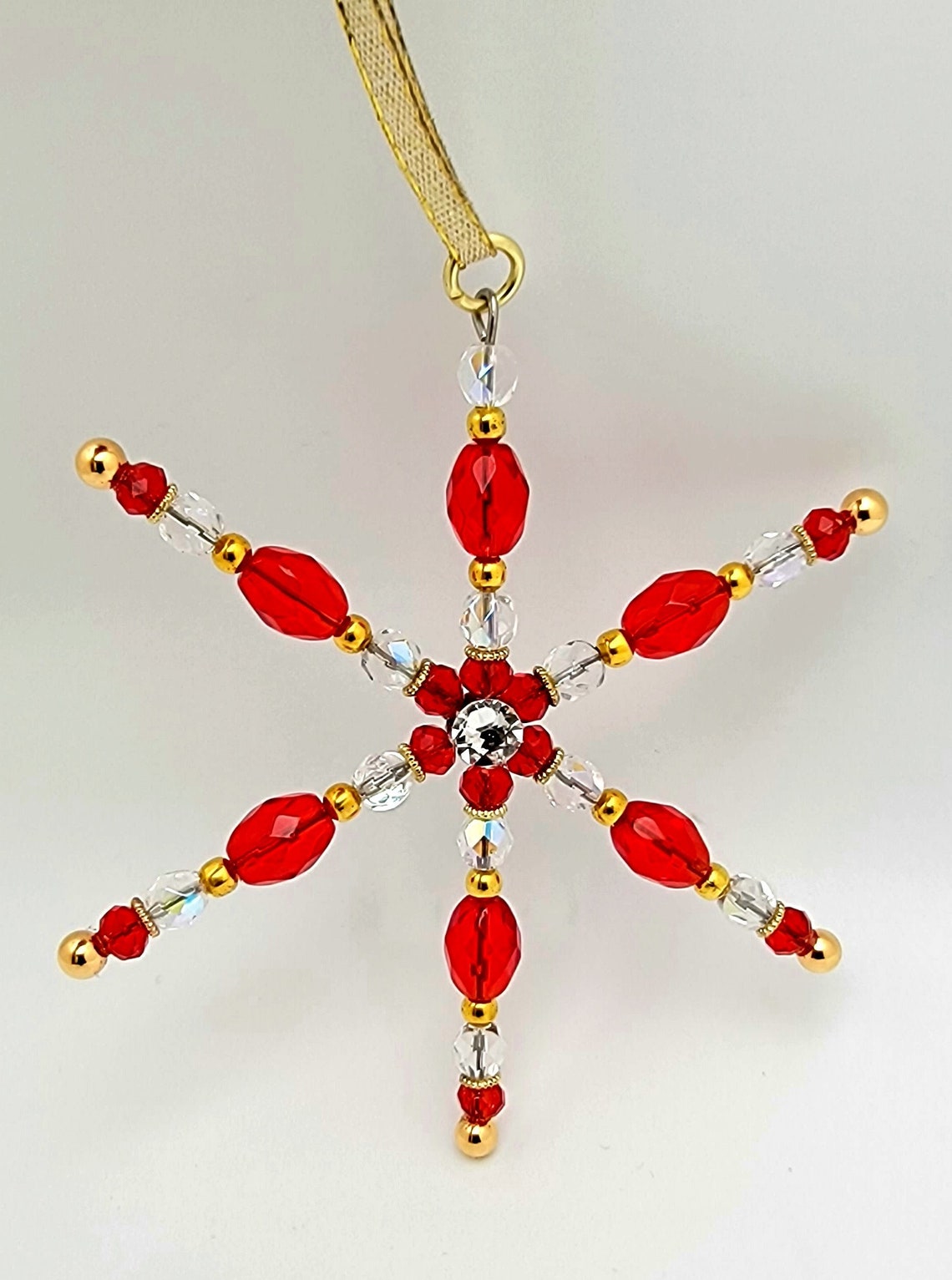 Red & Gold Star Ornament - Etsy