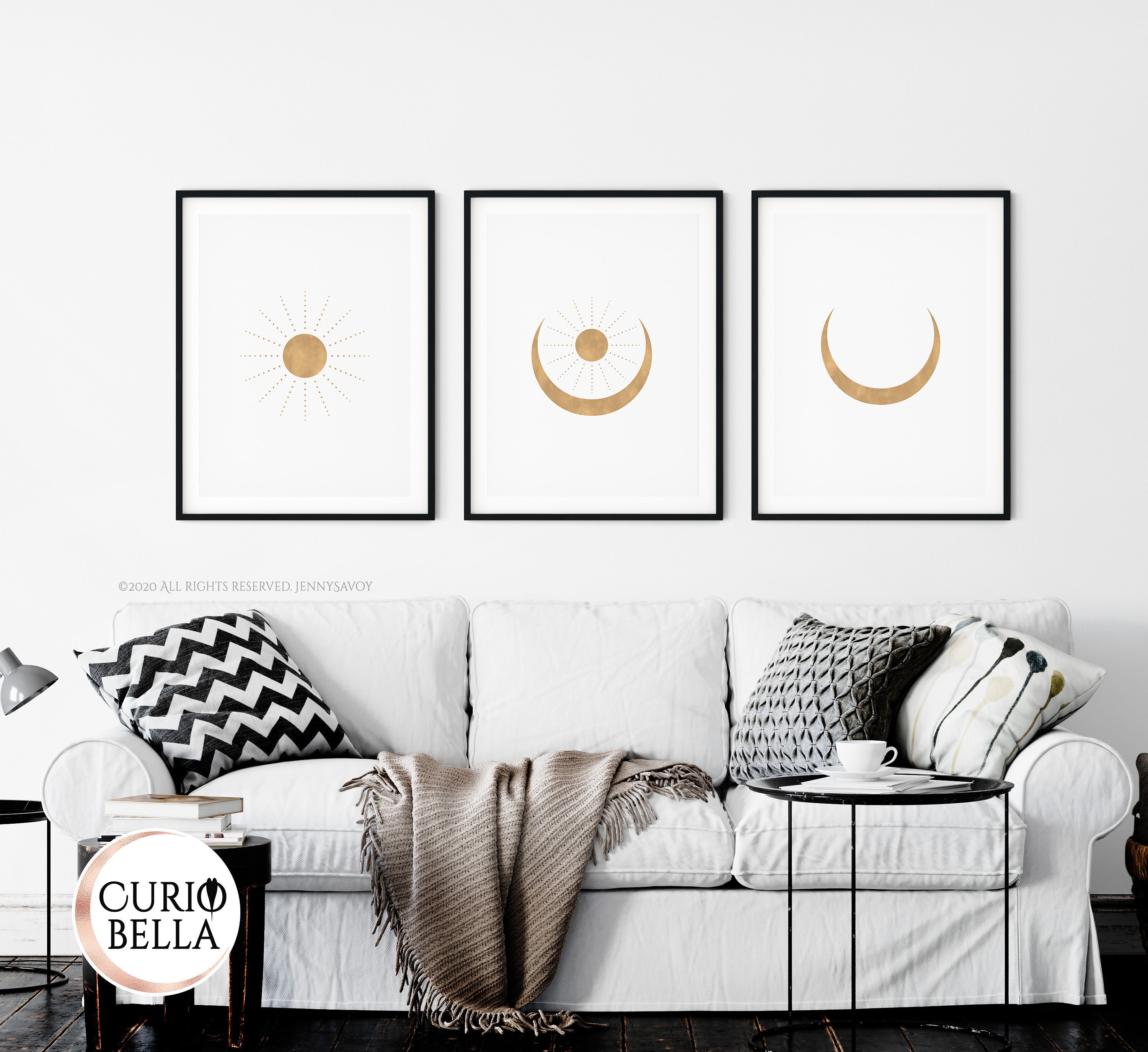 Art & Collectibles Prints Digital Prints boho celestial moon wall art ...
