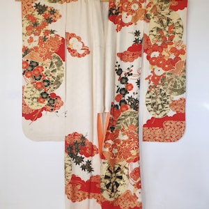 Gorgeous FURISODE KIMONO the Design Uses Auspicious Motifs Such as ...