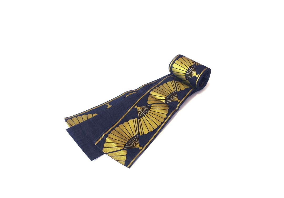 Width Half Size OBI Gold Fan and Black Basefashionable Accents Obi for ...