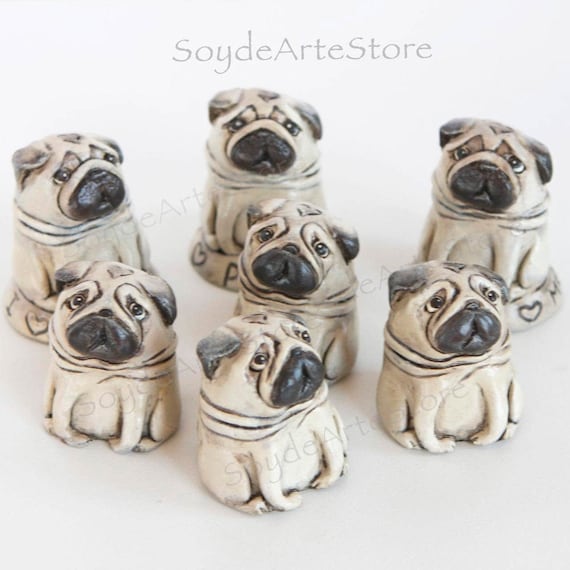 Cute Miniature Pugs Dog Figurine Pug Gifts Pug Art | Etsy