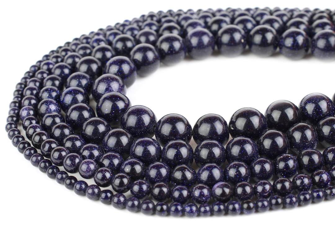 Blue Goldstone Beads Strand 15" Mala Round 4mm 6mm 8mm 10mm 12mm ...