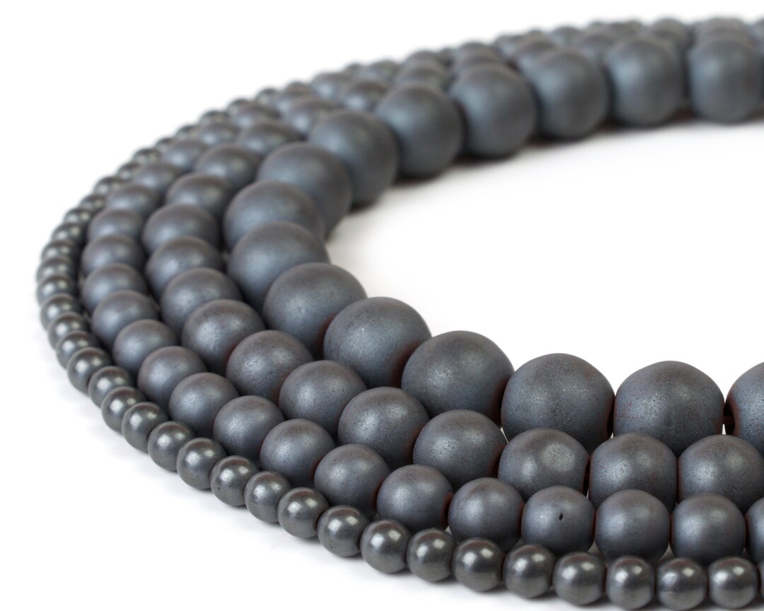 Matte Hematite Beads 3mm 4mm 6mm 8mm 10mm Non-magnetic Loose Gemstone ...