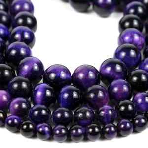 Purple Tiger Eye Beads 4mm 6mm 8mm 10mm 12mm Wholesale Round Gemstone ...
