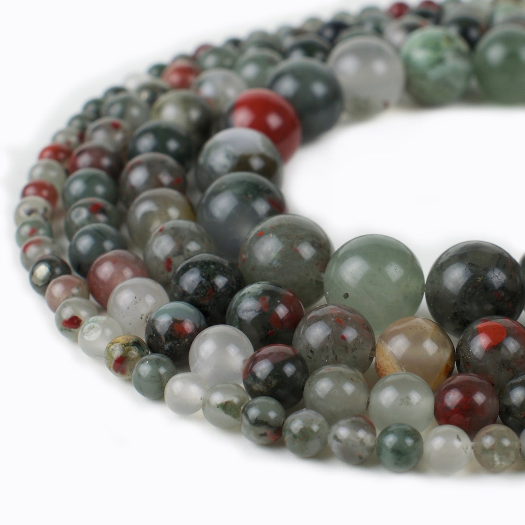 Natural African Bloodstone Beads 4mm 6mm 8mm 10mm 12mm Loose Gemstone ...