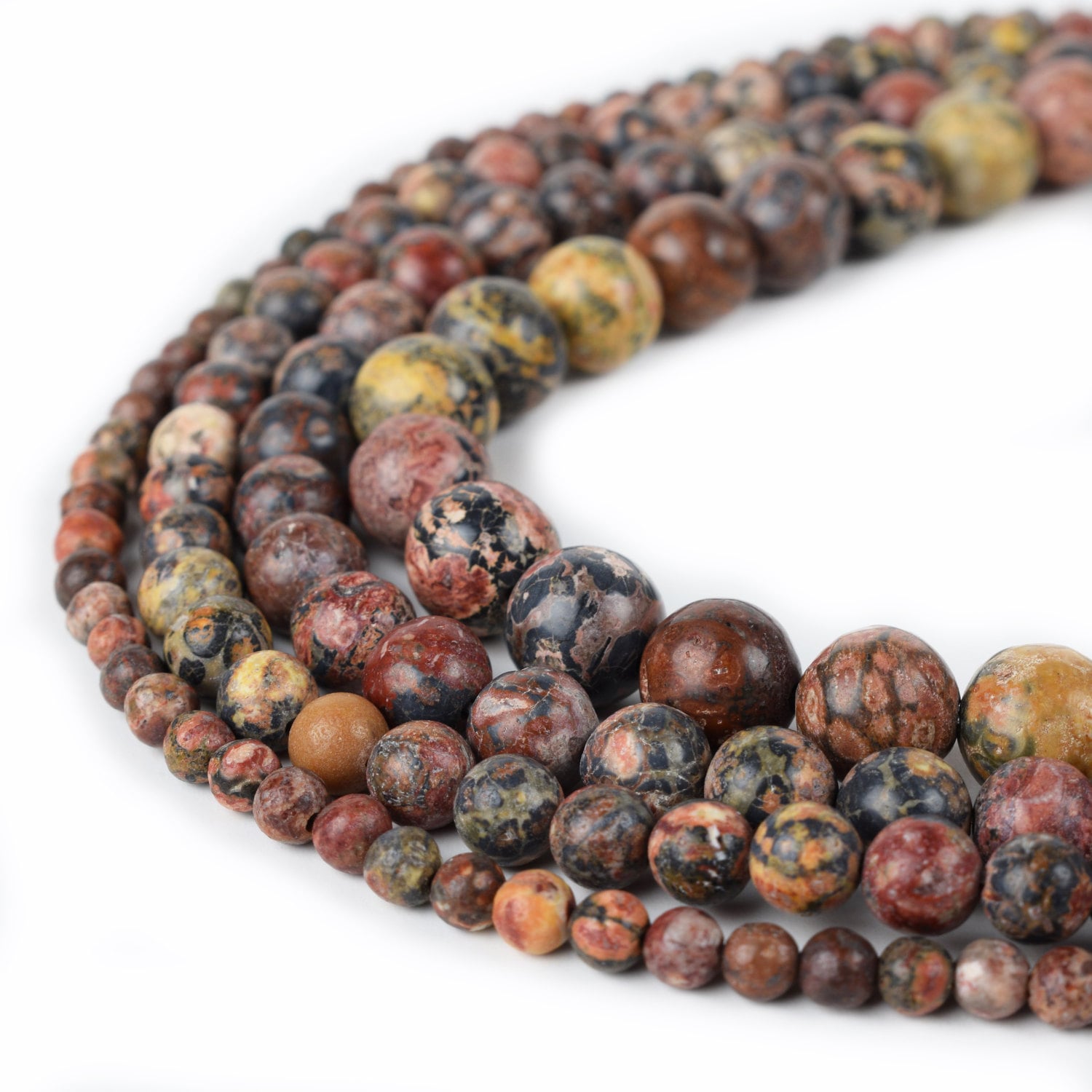 Natural Leopardskin Beads 4mm 6mm 8mm 10mm 12mm Jasper Round 15.5