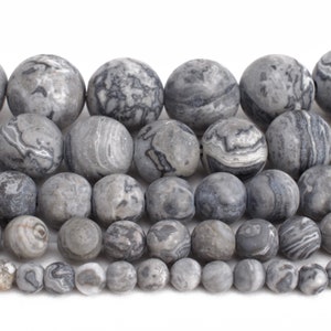 Natural Matte Map Stone Beads Round | 4mm 6mm 8mm 10mm 12mm | Frosted ...