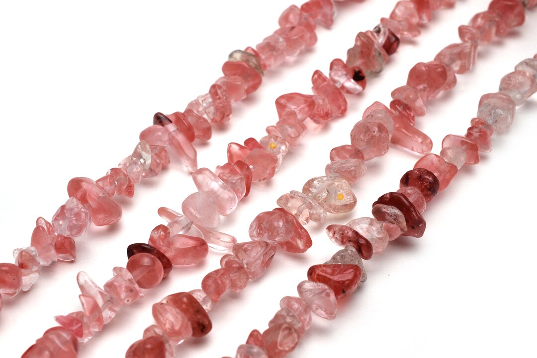 Natural Cherry Quartz Chip Beads Approx 5-8mm 32" Strand Tiny Crystal ...