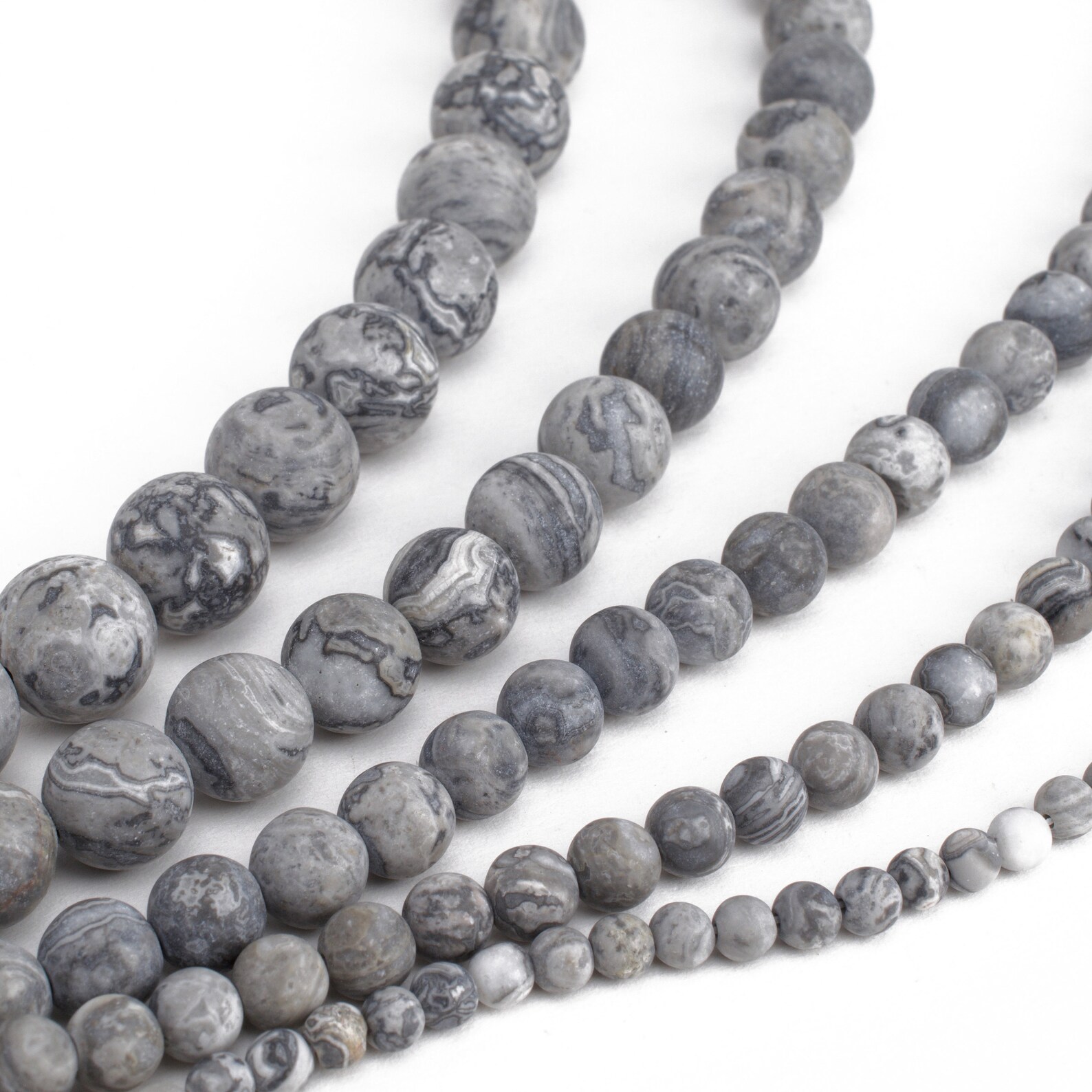 Natural Matte Map Stone Beads Round | 4mm 6mm 8mm 10mm 12mm | Frosted ...