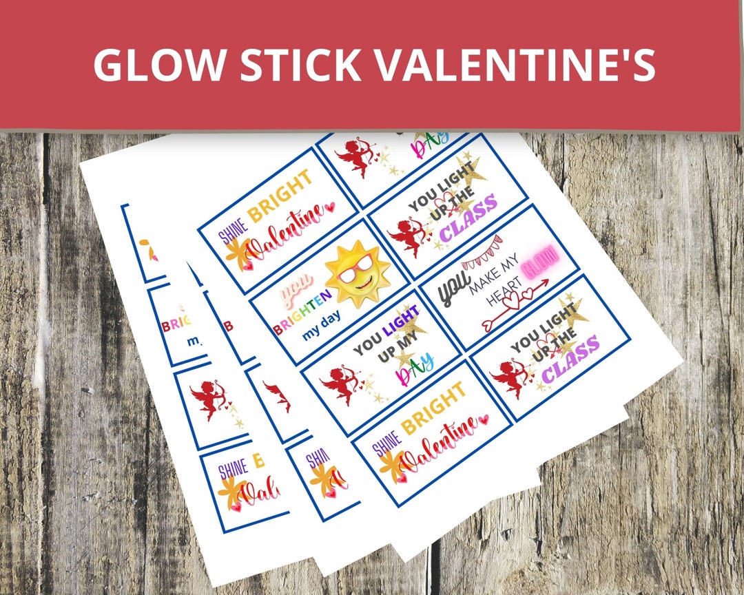 GLOW STICK Valentine's/school Valentine's/valentine's Cards/kid's ...