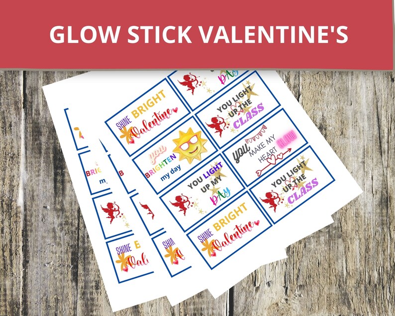 GLOW STICK Valentine's/school Valentine's/valentine's Cards/kid's ...