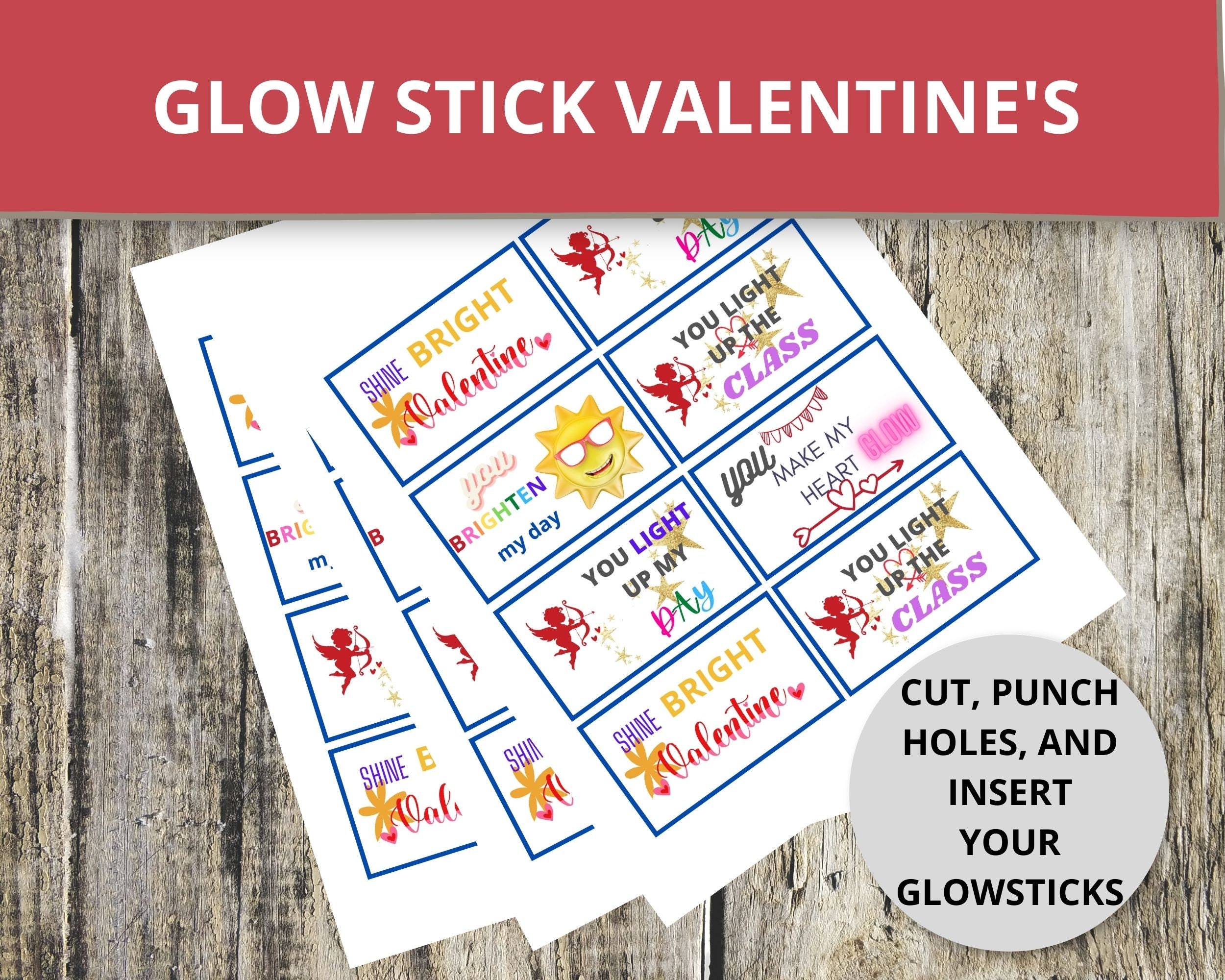 GLOW STICK Valentine's/school Valentine's/valentine's Cards/kid's ...