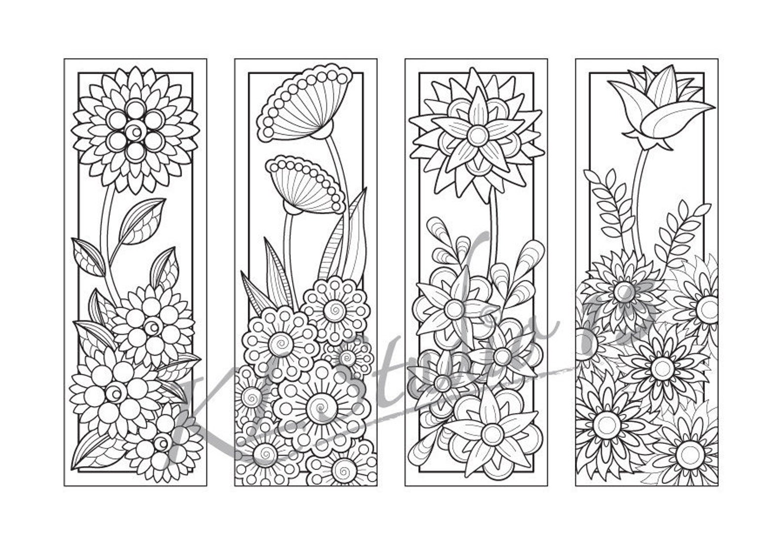 Blooming Flowers Mandala Coloring Bookmarks | Printable Adult Coloring ...