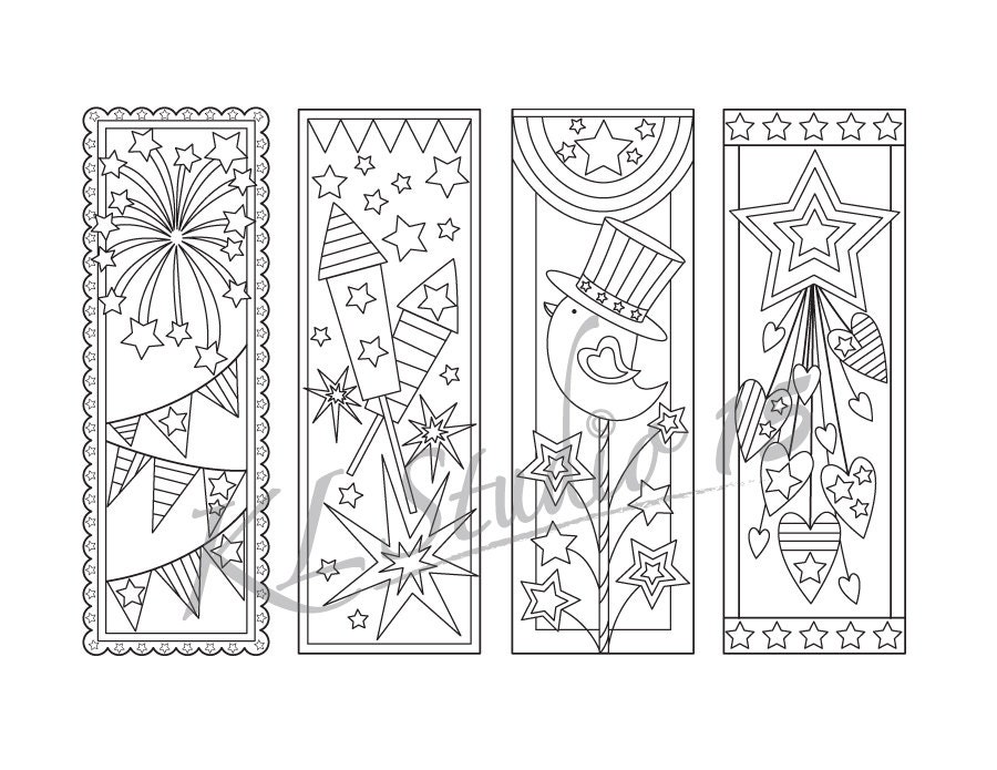 Independence Day 4th of July Coloring Bookmarks Page | Etsy