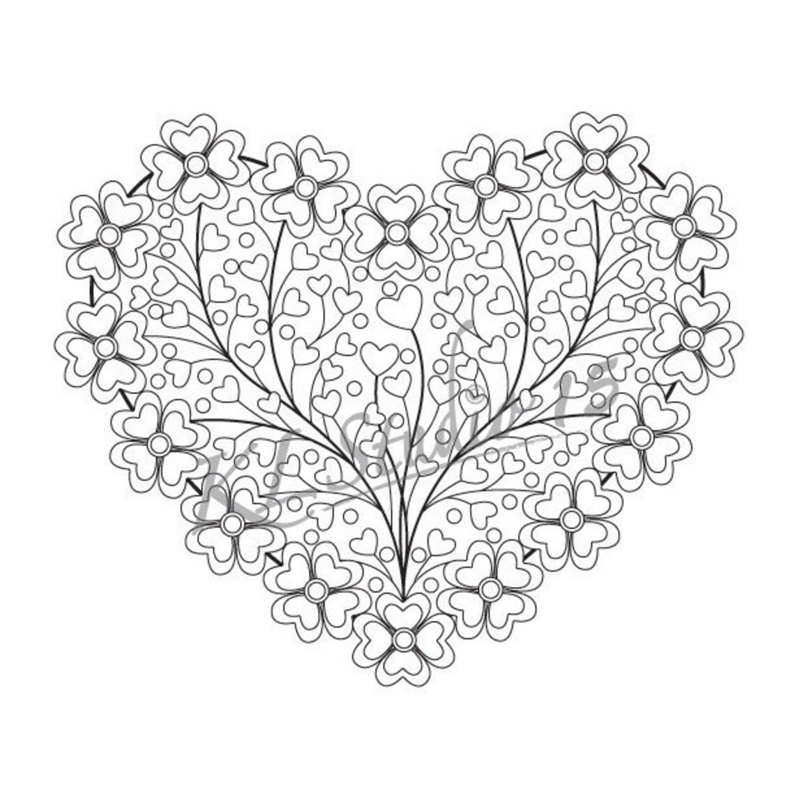 Valentine Coloring Page Instant Download Relax Mandala - Etsy